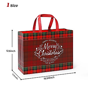 YANGTE Extra Large Christmas Gift Bags 12 Pack Extra Large Gift Bags Jumbo with Handle Reusable Non-Woven XL Xmas Presents Wrapping Holiday Bags Tote Size 16.7 * 6.9 * 12.6in