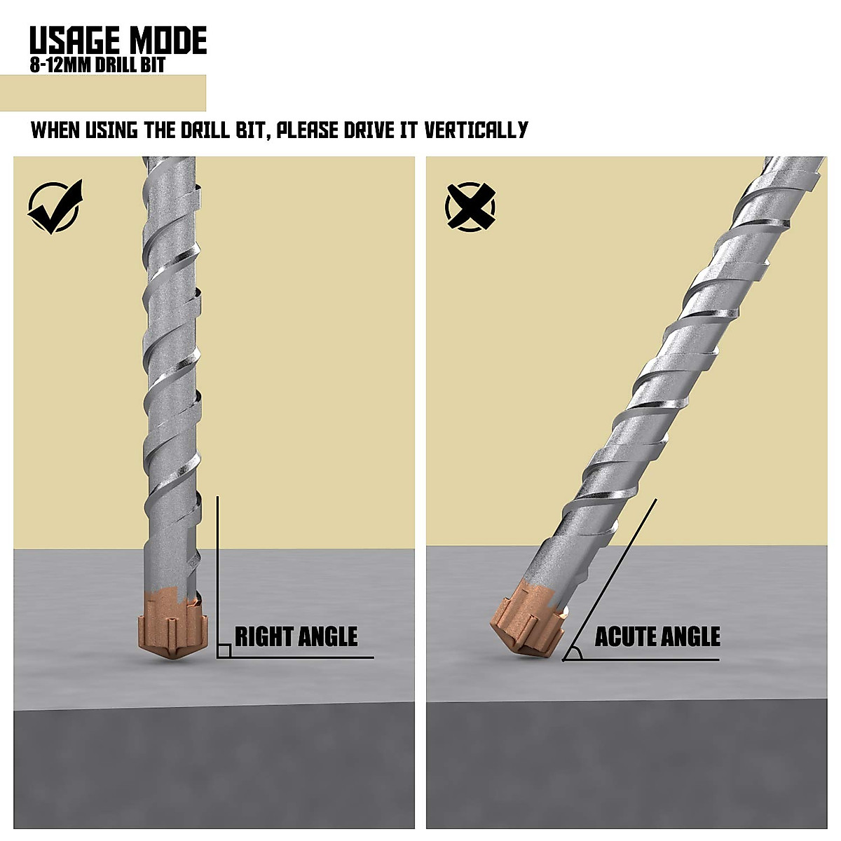 TANG SDS Plus 1-3/8 Inch x 13-3/4 Inch Roatry Hammer Drill Bit for Installation Outdoor Fence Panels Safety Pool Fence Kit