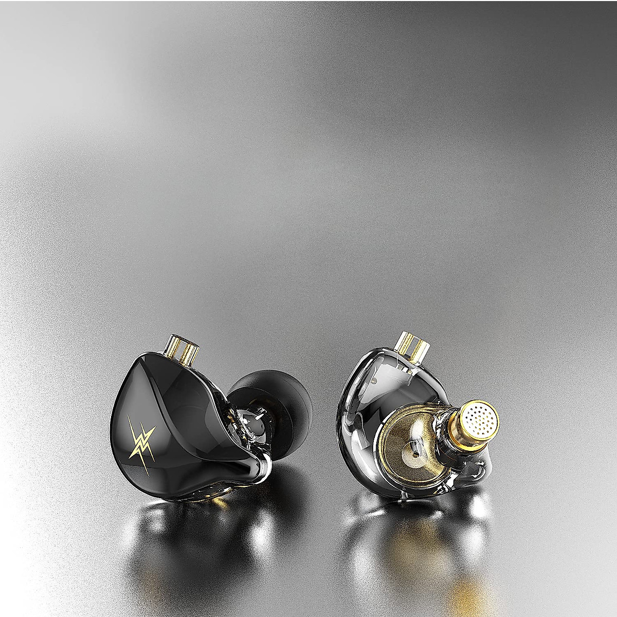 Girftu QKZ ZXT Wired Earphones 1 Dynamic HiFi Bass Earbuds in Ear Monitor Headphones Sport Noise Cancelling Headset with Microphone 2 Pin Detachable Cable (Black, No Mic)