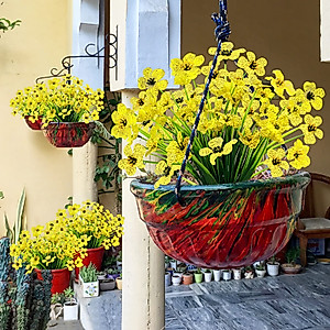 TURNMEON 20 Bundles Orchid (360 Heads) Artificial Flowers for Outdoors UV Resistant Outdoor Flowers Fake Flowers Outside Faux Flowers Plastic Fake Plant for Planters Home Garden Summer Decor (Yellow)