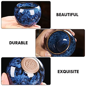 DOITOOL Expresso Coffee Cup Chinese Ceramic Tea Cup Kung Fu Teacup Small Porcelain Tea Bowl Retro Handmade Sake Sushi Wine Cup Mug for Drinking Matcha Tea Lover Gift Blue Espresso