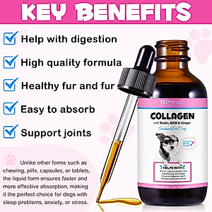 Liquid Collagen for Dogs, Natural Liquid Collagen Drops for Dogs Supports Dogs Itch Relief, Skin & Coat and Joint Health, Dog Collagen Herbal Drops, Pet Supplement Multivitamin - Bacon Flavor / 2.02oz