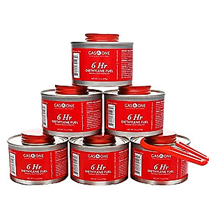 Gas One 6 pack 6 Hour Chafing Fuel - Food Warmer for Chafing Dish Buffet Set - Liquid Safe Fuel With Wick & Lid Opener for Chafing Dish