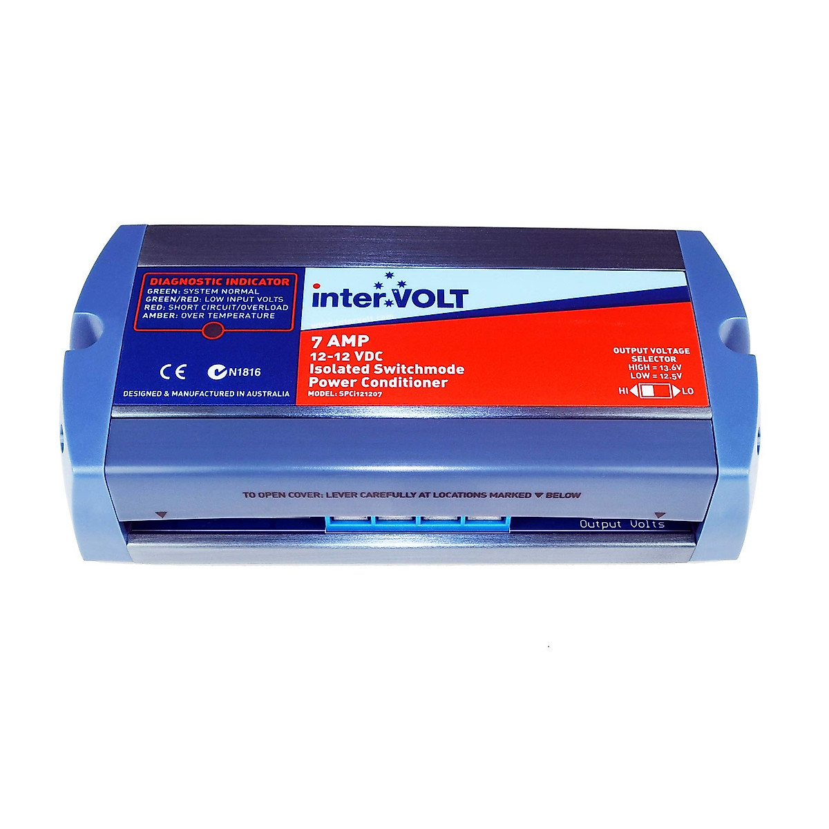 interVOLT 12V DC Stabilizer/Voltage Regulator/Power Conditioner/Battery Charger (10-16 VDC Input - 12.5/13.6 VDC Output) - Heavy Duty 7A DC-DC Isolated - Model SPCi121207