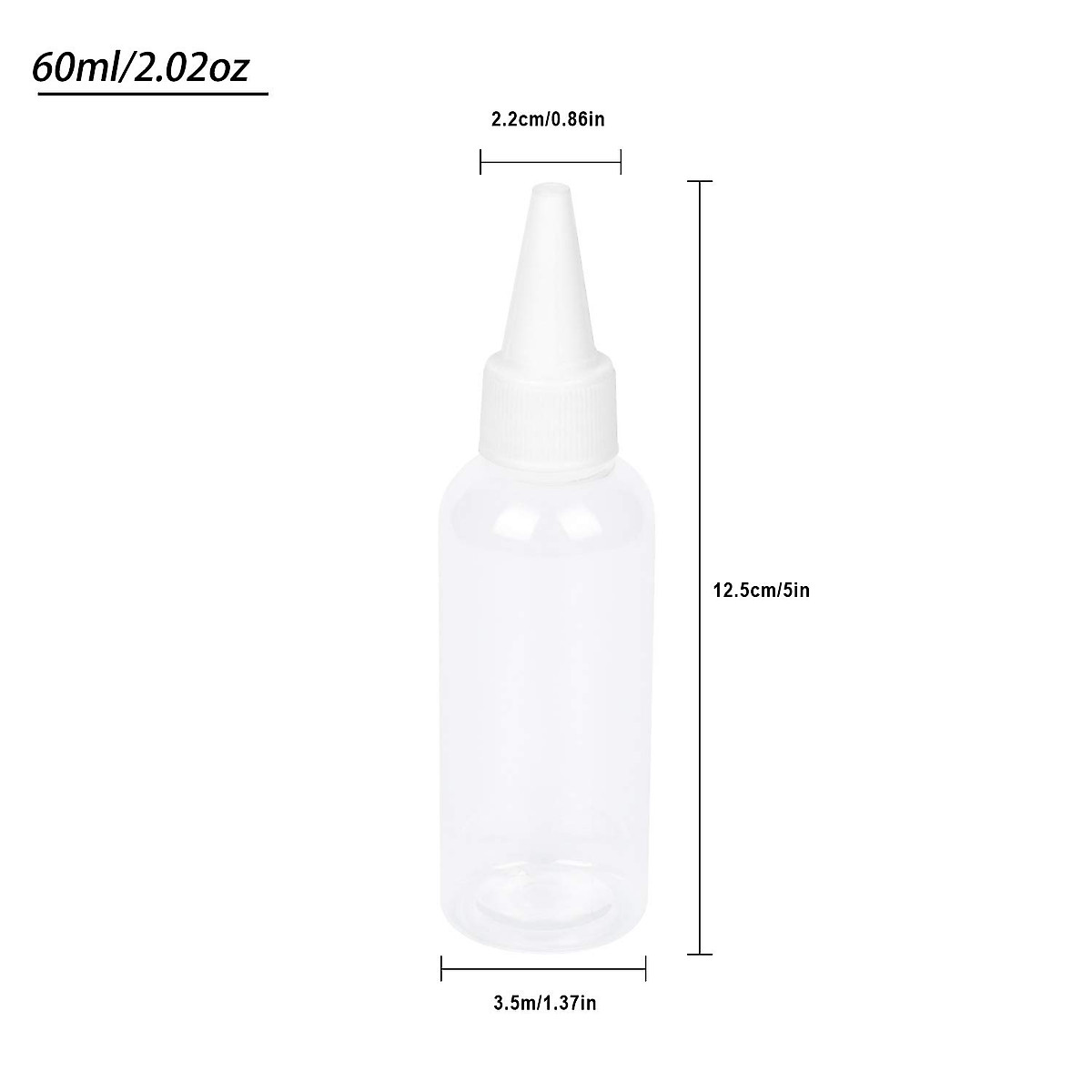 TRENDBOX 2oz Clear Plastic Bottles Applicator with Twist Top Cap BPA-Free For Hair Oils and Liquids 6 Pack with 6pcs Labels