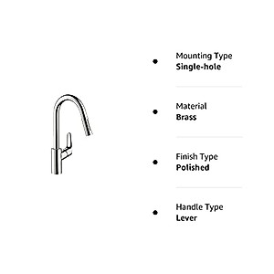hansgrohe Focus Chrome High Arc Kitchen Faucet, Kitchen Faucets with Pull Down Sprayer, Faucet for Kitchen Sink, Magnetic Docking Spray Head, Chrome 04505000