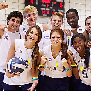 Hungdao 158 Pcs Volleyball Party Favors for 18 People Includes Mini Bouncy Volleyball Keychain Whistle Bracelets Thank You Card Stickers Organza Bag for Volleyball Sports Event Class Rewards