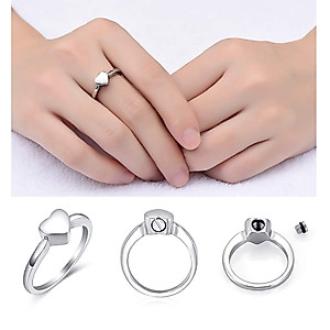 Oinsi Urn Rings for Ashes, Heart Cross Infinity Shape Cremation Rings for Ashes for Women Men Finger Ashes Ring Memorial Jewelry for Loved Ones with Filling Kits