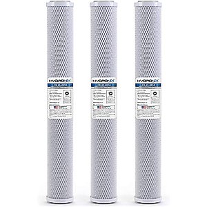 Hydronix HX-CB-25-2010/3 Universal NSF Coconut Activated Carbon Block Water Filter, 2.5" x 20" - 10 Micron - 3 Pack