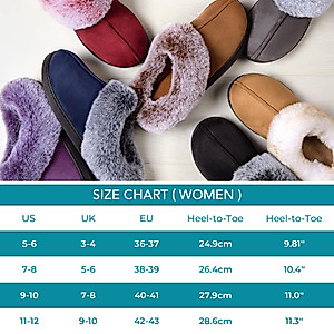 HomeTop Women's Classic Microsuede Memory Foam Slippers Durable Rubber Sole with Warm Faux Fur Collar (9-10 M, Black)