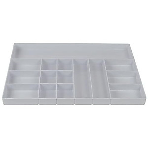 AmeriCan Goods 3/Pieces Dental 15/Section Large Drawer Organizer Tray, Dental Supply Cart Section Divided White Tray for Medical/Dental Supply