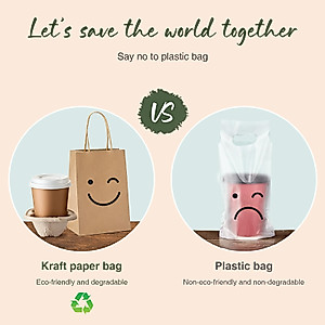 GSSUSA 50 Pcs Brown Kraft Paper Bags 5.25x3.75x8, Small Paper Bags with Handles for Shopping, Gift, Merchandise, Retail, Party Favor, Wedding, Gift Bags, Bags for Small Business, Boutique