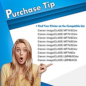 TRUE IMAGE Compatible 055 Toner Cartridge Replacement for Canon 055 055H Toner for Color imageCLASS MF743Cdw MF741Cdw MF745Cdw MF746Cdw LBP664Cdw Printer with Chip (Black Cyan Magenta Yellow, 4-Pack)