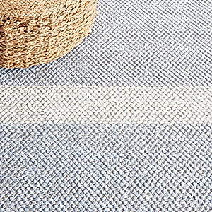 SAFAVIEH Natura Collection Accent Rug - 3' x 5', Light Blue & Ivory, Handmade Flat Weave Modern Stripe Wool, Ideal for High Traffic Areas in Entryway, Living Room, Bedroom (NAT324L)