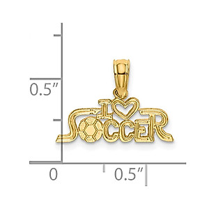 Solid 14k Yellow Gold I Heart Soccer Charm Pendant - 6mm x 16mm