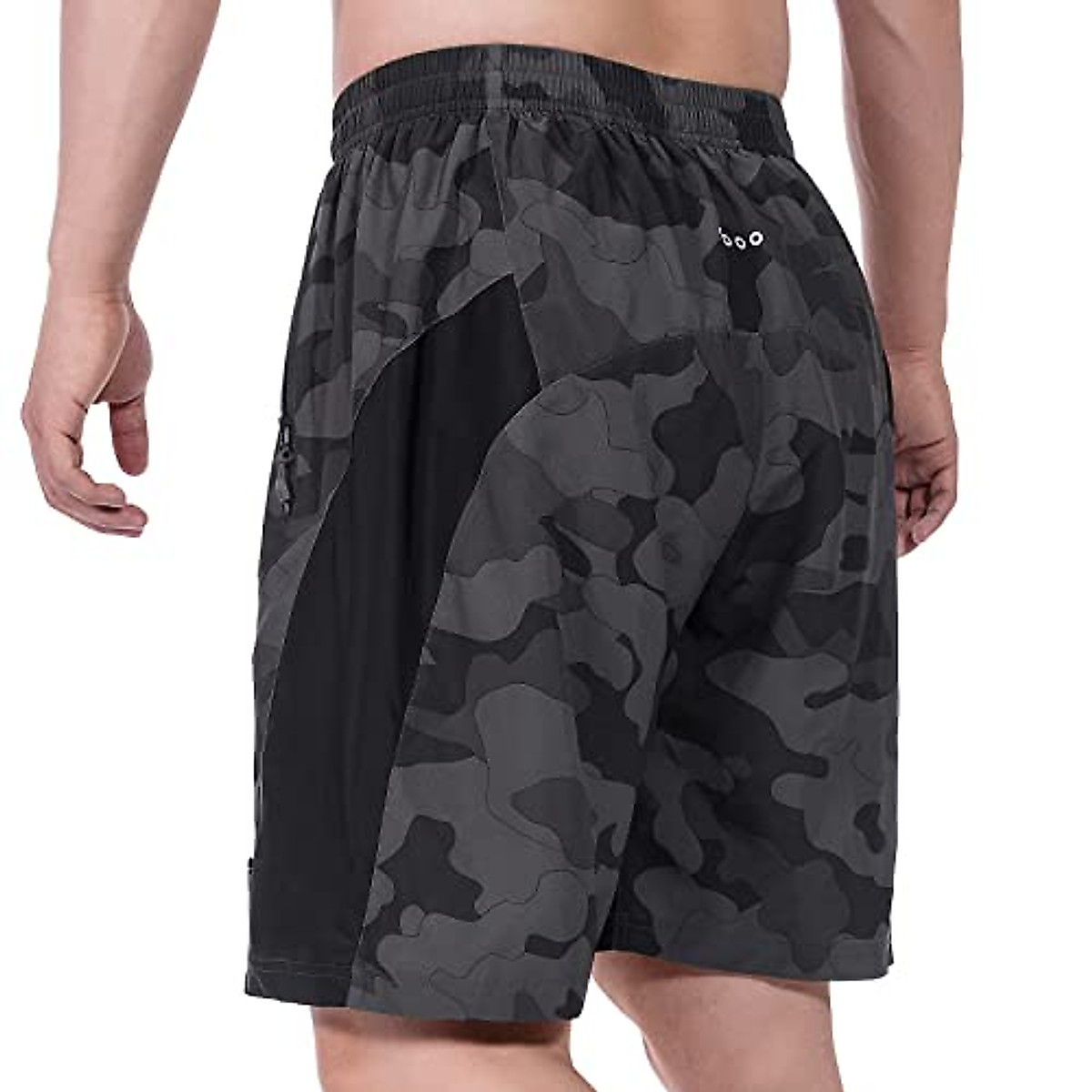 Santic Men's Mountain Bike Shorts Padded Pack of Two Cycling Shorts with Liner Loose-fit Stretchy Zipper Pockets Bicycle MTB Shorts Trail Camo Black XL