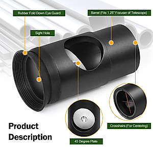 Astromania 1.25Inch Metal Collimating Cheshire Eyepiece Without Laser for Newtonian Reflector Telescope - Short Version