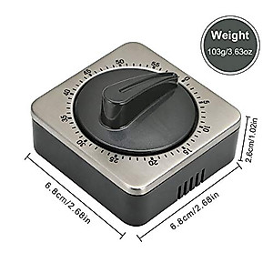 Searon Kitchen Countdown Timer Magnetic 60 Minute Wind Up Mechanical Timer Stainless Steel for Home Baking Cooking Oven (Gray Color)