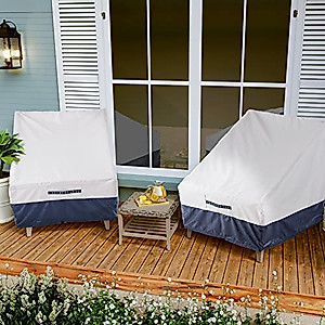 Time Forest Outdoor Chair Covers Waterproof,100% Waterproof Patio Furniture Covers,Heavy Duty Patio Chair Covers for outdoor furniture,Lawn Outdoor Furniture Cover Waterproof,Fog/Navy 37Wx40Dx32H Inch