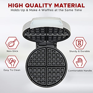 Lumme Waffle Maker Electric Waffle Maker Machine Waffle Iron for Individual Waffles, Paninis, Hash browns, other on the go Breakfast, Lunch, or Snack (White)