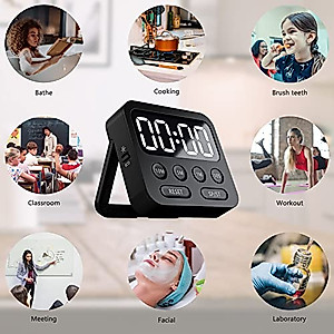 Timer,Kitchen Timer,Classroom Timer for Kids,Magnetic Digital Stopwatch Clock Countdown Countup Timer with Large LED Display Volume Adjustable for Cooking,Exercise, Baking, Desk