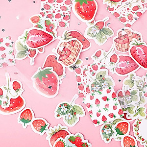Y-QUARTER Handmade Sticker DIY Gift Packaging,45pcs/Box Strawberry Stationery Stickers Sealing Label Travel Sticker for Halloween Christmas Wedding Decor