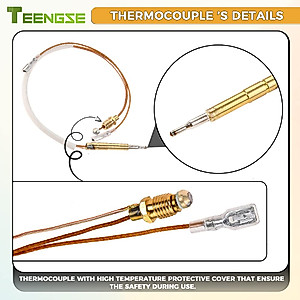 TEENGSE Fire Pit Control Safety Valve, Heater Safety Kit Replacement Parts with Thermocouple and Dump Switch for Room Space Heater Outdoor Patio Heater, Barbecue Grills, Fire Pits, Fireplaces