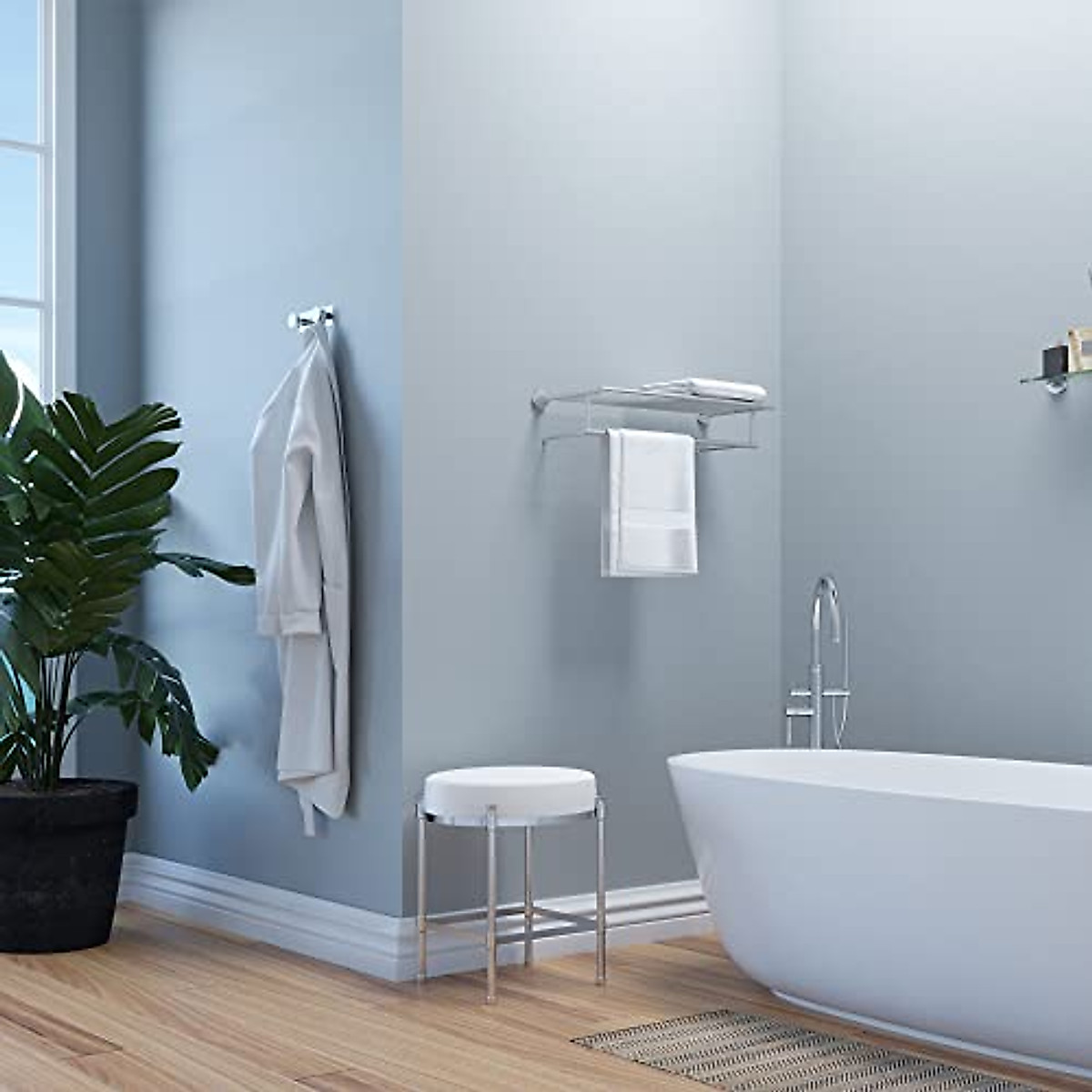 Gatco 1284 Modern Glam Double Hook, Chrome/Wall Mounted Two Hooks with 6.50" Mounting Base