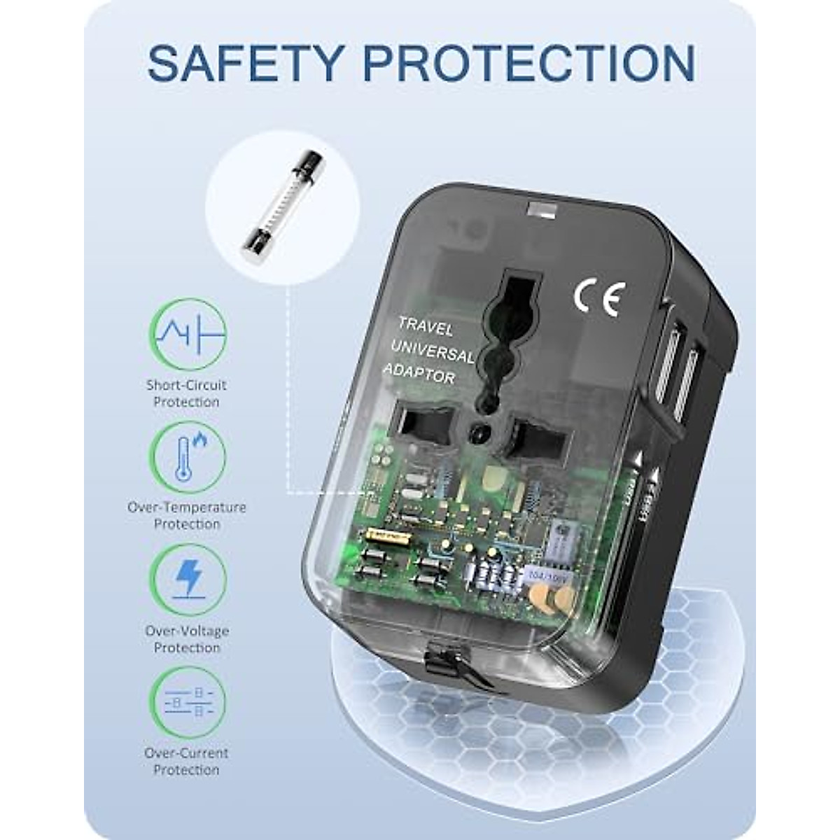 LENCENT International Travel Adapter, Worldwide All in One Universal Power Wall Charger AC Power Plug Adapter with 2 USB Charging Ports for USA EU UK AUS Cell Phone Laptop Tablets