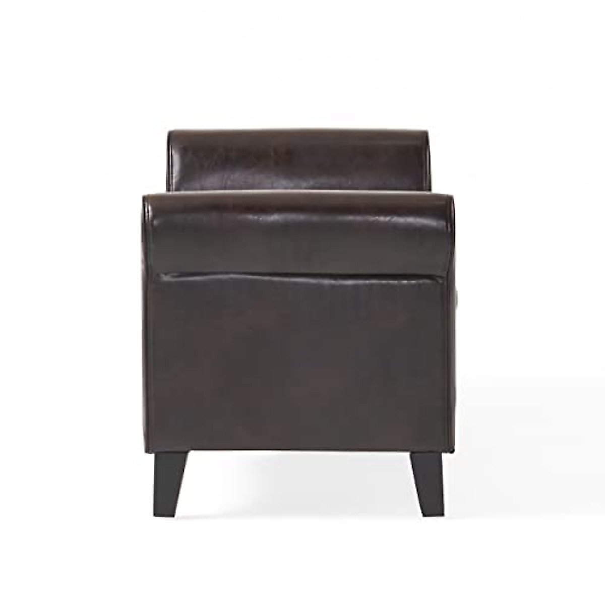 Christopher Knight Home Keiko Contemporary Rolled Arm Storage Ottoman Bench, Brown and Dark, 19.75" D x 50" W x 20.5" H