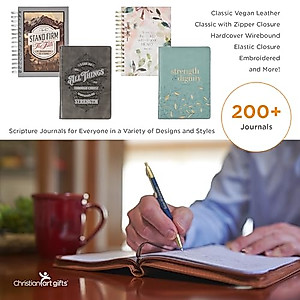 Classic Faux Leather Journal Be Strong and Courageous Lion Joshua 1:9 Bible Verse Gray Inspirational Notebook, Lined Pages w/Scripture, Ribbon Marker, Zipper Closure