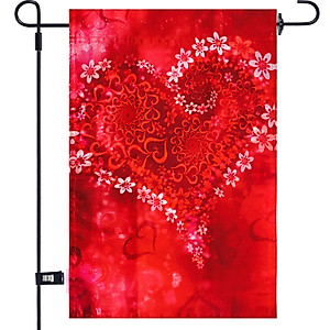 Aozer Garden Flag 12 x 18 Inch Valentine Day Garden Flag with 1 Rubber Stopper and 1 Clear Wind Clip for Valentine's Day Home Garden Wedding Party Decorations(Color 3)