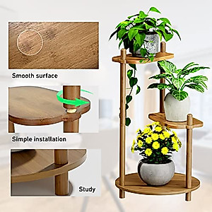 Enisudo Plant Stand Indoor Plant Stands Wood Outdoor Tiered Plant Shelf for Multiple Plants 3 Tiers 3 Potted Ladder Plant Holder Table Plant Pot Stand for Window Garden Balcony Living Room Gifts for Women