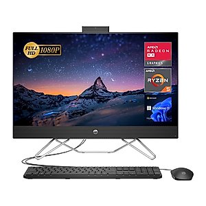 HP Newest All-in-One Desktop Computer, 27'' Full HD Display, AMD Ryzen 5 5500U Processor, 32GB RAM, 1TB SSD, Wi-Fi, HDMI, Webcam, Bluetooth, Windows 11 Home, Black
