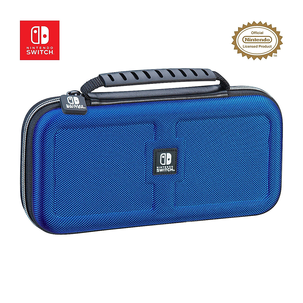 Game Traveler Nintendo Switch Deluxe OLED Case - Also for Switch & Switch Lite, Blue Ballistic Nylon, Viewing Stand & Bonus Game Cases, Deluxe Handle, Licensed by Nintendo, #1 Selling Case in USA