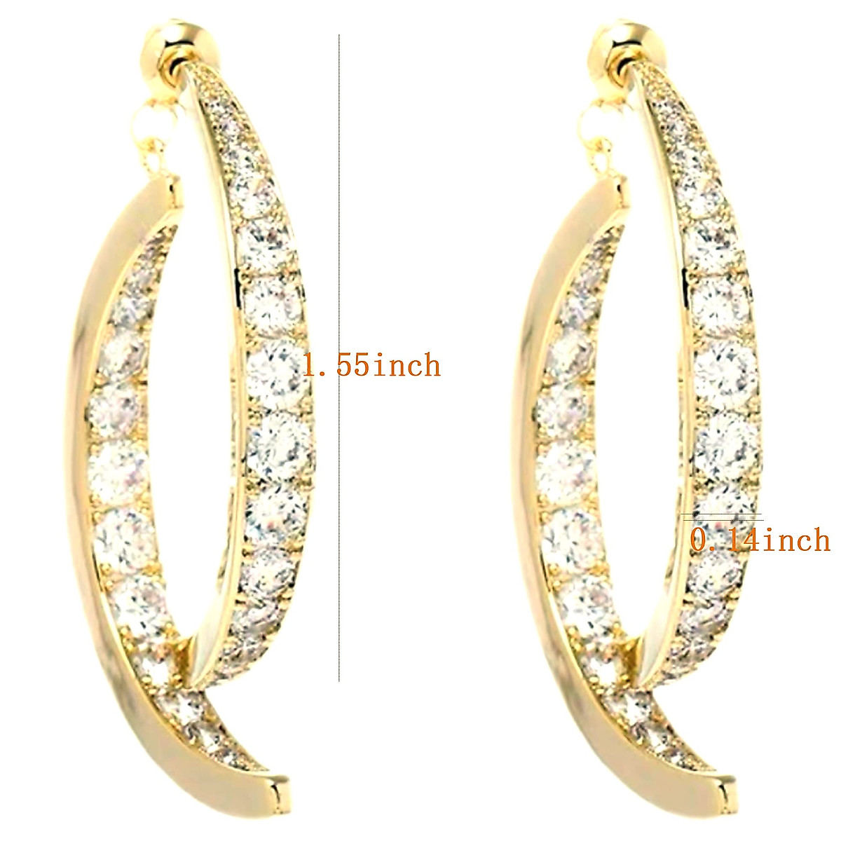 Cross Curved Earrings Zircon Curved Stick Front Back Linear Drop Earrings Piercing Hypoallergenic Ear Cuff