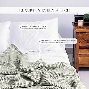 Salt Earth GOTS Certified 100% Organic Cotton Throw Blanket, 55" X 60" Waffle Blankets & Throws for Bed, Throw Blanket for Couch, Modern & Cozy Blanket, All Season, Comfy & Soft Blankets (Sea Foam)