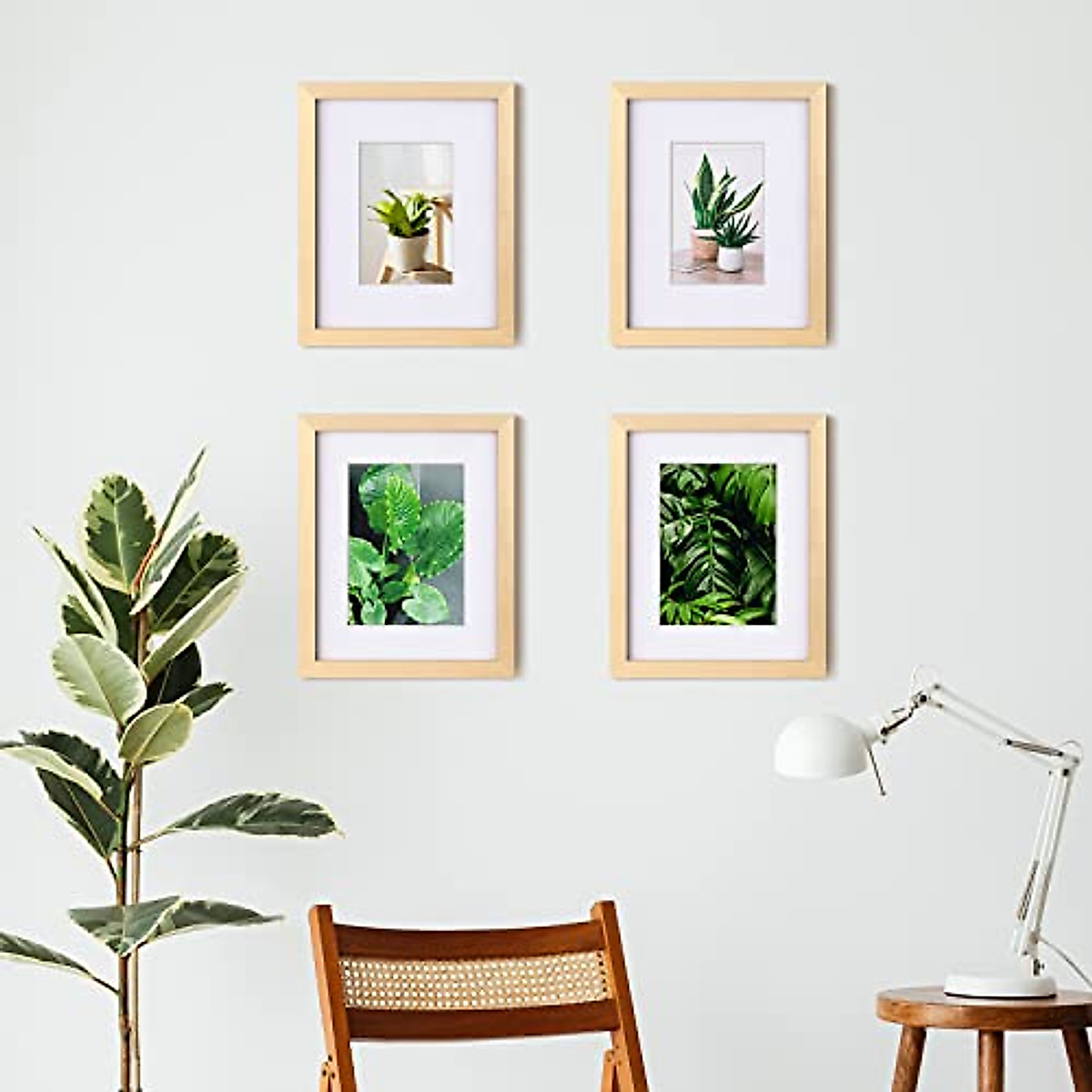 Egofine 11x14 & 8x10 Picture Frames Natural Wood Frames with Plexiglass, Display Pictures for Tabletop and Wall Mounting