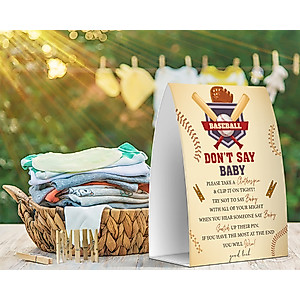 Don't Say Baby Set - One 5x7 Sign and 50 Mini Clothespins, Baby Shower Games, Baby Shower Decoration, Gender Neutral Baby Shower - MsJb032