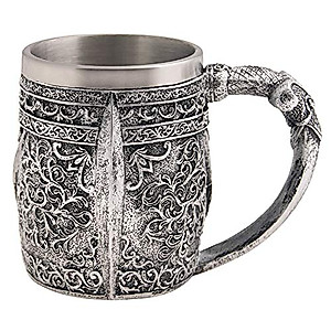 CHICVITA Viking Stainless Steel Skull Coffee Mug Viking Skull Beer Mugs Gift for Men Father's Day Gifts