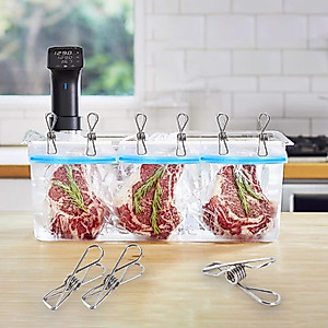 15 Pack Sous Vide Cooking Clips for Immersion Circulator, Sous Vide Weights Clamp Compatible with All Kinds of Sous Vide Cookers & Containers, Keep Bags Submerged, Food Grade Stainless Steel