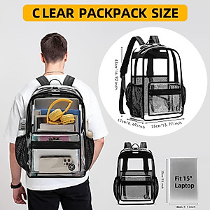 FARMARK Clear Backpack Heavy Duty, Transparent Backpack with Sturdy Strap for School/Travel/Work