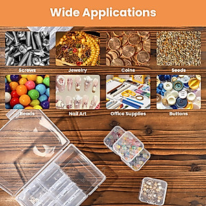 ISKYBOB Bead Organizers Box, 12PCS Clear Plastic Storage Containers Mini Transparent Cases with Hinged Lid Rectangle Craft Storage Boxes for Jewelry Small Parts Diamond Art Accessories