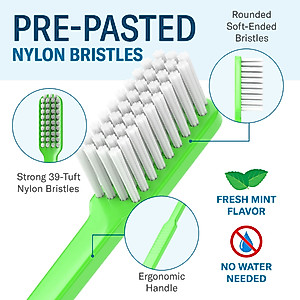 Blasting Health Bulk Disposable Soft Bristles Toothbrushes, Individually Wrapped, Assorted Colors, 39 Tufts - 100 Pack (Pre-Pasted)