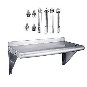 BouPower Stainless Steel Wall Shelf, 18'' x 24'', [NSF Certified] 230 lbs Load Heavy Duty Commercial Wall Mount Shelving, Metal Kitchen Rack for Restaurant, Home, Kitchen, Hotel, Laundry Room, Bar