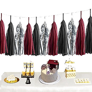 Graduation Party Decorations Maroon Black 2024/Burgundy Black Graduation Decorations 2024 Burgundy Silver Black Balloons/Burgundy Black Birthday Party Decorations