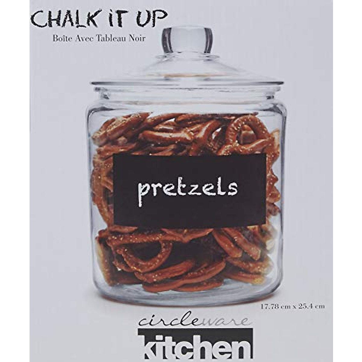 Circleware Large 1.1 Gallon Mason Jar Chalkboard Glass Canister with Lid and Handle, Kitchen Glassware Food Beverage Preserving Container.