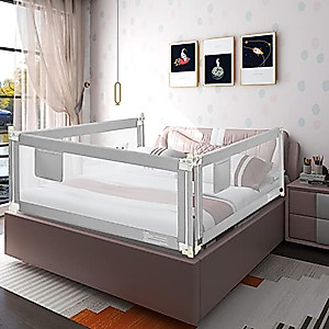 HONEY JOY Bed Rail for Toddlers, 77-in Extra Long, Portable Safety Bed Guardrail w/Side Pocket, Baby Bed Rail Guard, Fit King & Queen Full Twin Size Bed Mattress (77 INCH, Gray)