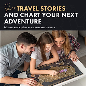 Travelization Scratch Off Map of United States 36" x 24" Frameable USA Scratch Map with National Parks, Highest Peaks and Vibrant Colors, Ideal for Travelers, Black