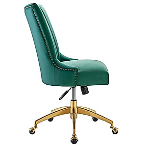 Modway Empower Channel Tufted Performance Velvet Office Chair in Gold Teal